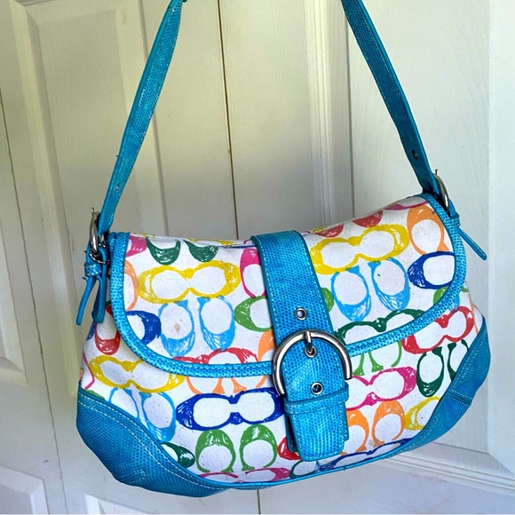 Coach | Bags | Coach Shoulder Bag Multicolor Monogram Patent Leather ...